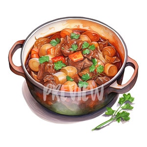 Watercolor Stew Set: 8 High-quality 300 DPI Pngs, Digital Print ...