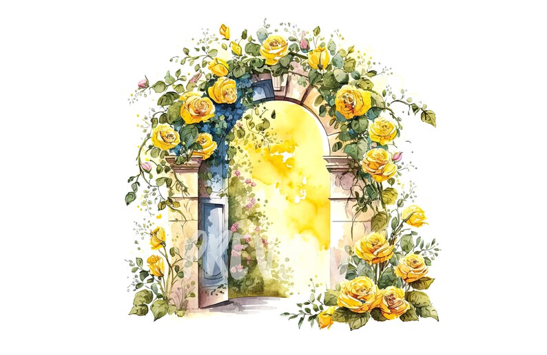 Yellow Roses Arches Clipart Set: 8 High-quality JPG Images for - Etsy