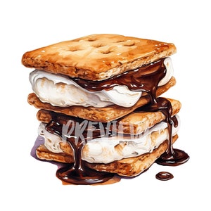 Watercolor Smores Clipart - 8 High-resolution Pngs for Scrapbooking ...