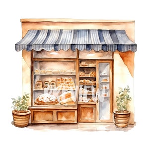 Watercolor Bakery Shop Clipart: 8 High-quality 300 DPI Pngs, Digital ...