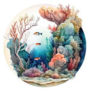 Watercolor Coral Reef Frames Set: 8 High-quality 300 DPI Jpgs - Etsy