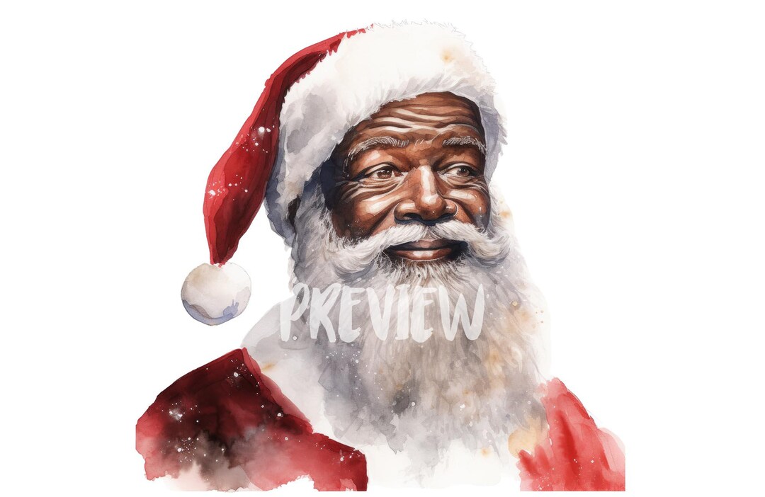 Watercolor Black Santa Claus Clipart Set: 8 High-quality 300 DPI Pngs ...