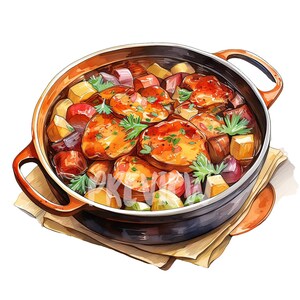 Watercolor Stew Set: 8 High-quality 300 DPI Pngs, Digital Print ...
