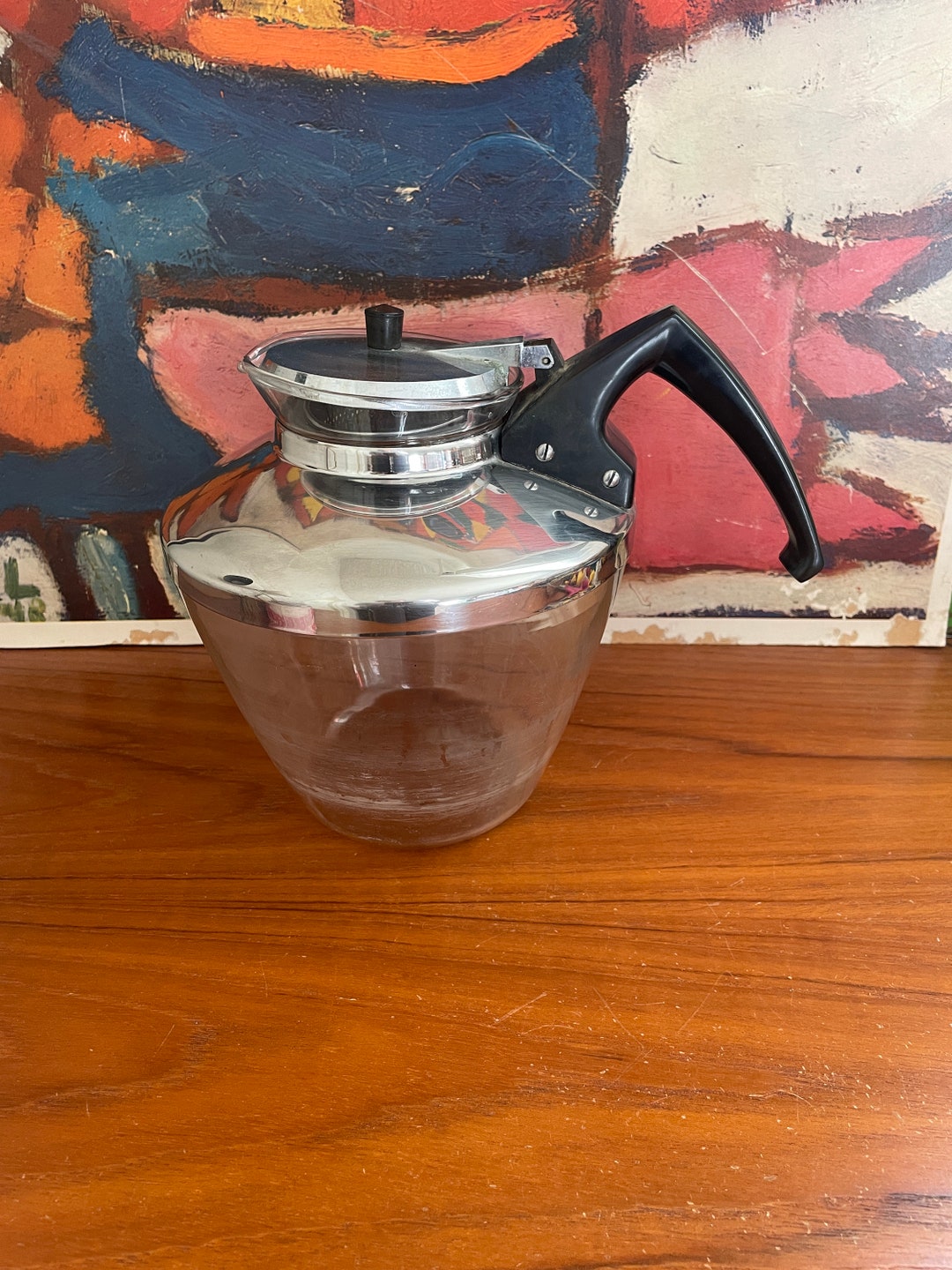 Mid Century Modern Pyrex Teakoe Teapot With Metal Basket - Etsy