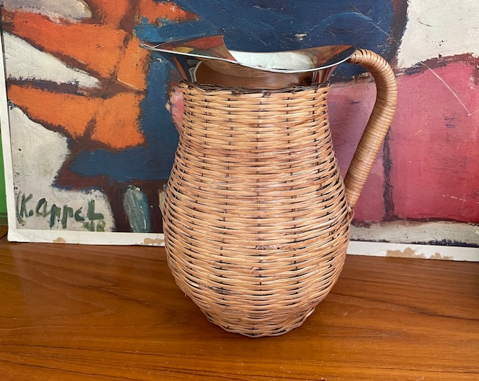 Mid Century Modern Wire and Wicker Wrapped Stainless Steel Pitcher - Etsy