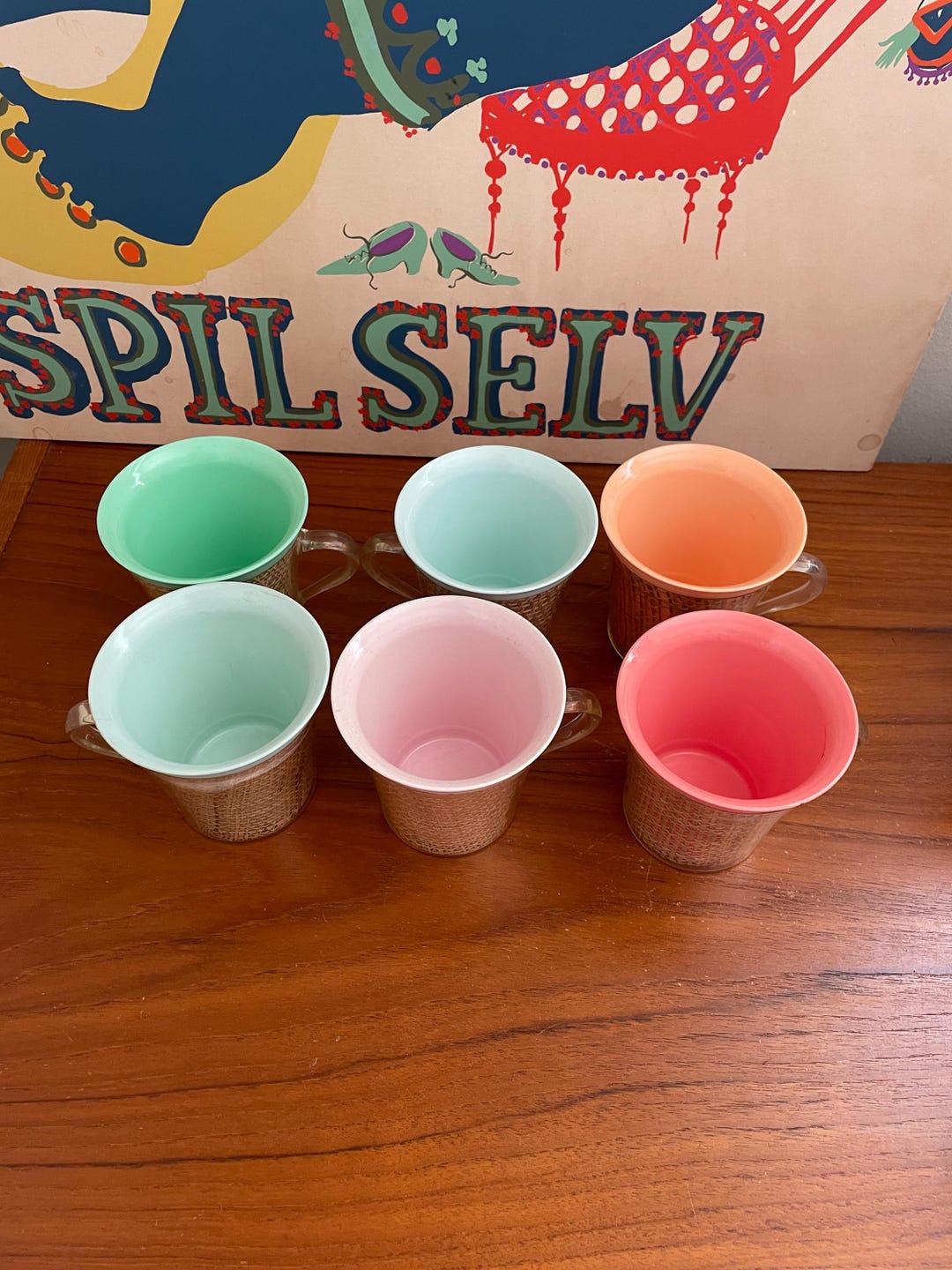 Set of 6 Mid Century Modern Pastel Raffiaware Cups/mugs - Etsy
