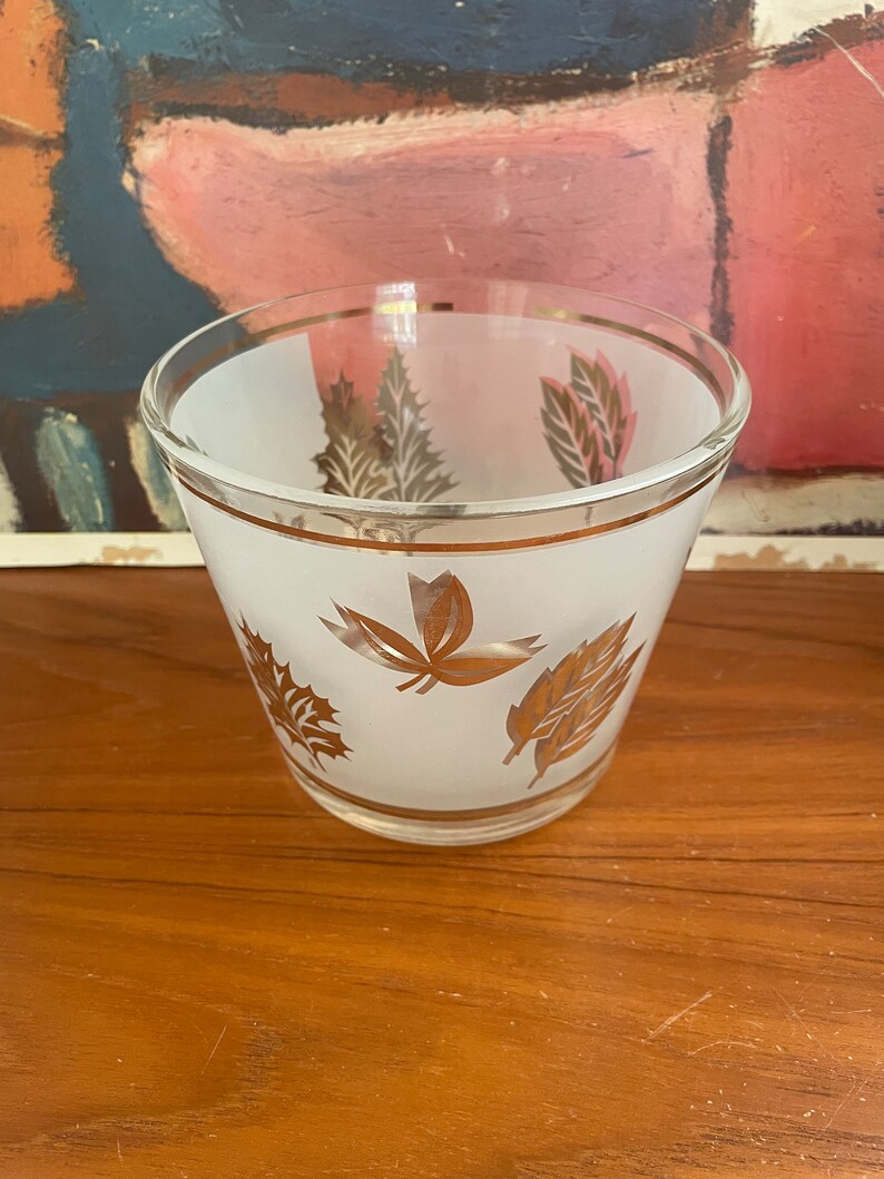 Vintage Starlyte Frosted Ice Bucket With Gold Leaves Pattern - Etsy