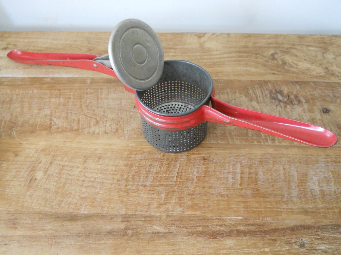 Vintage Red Potato Masher/ricer - Etsy
