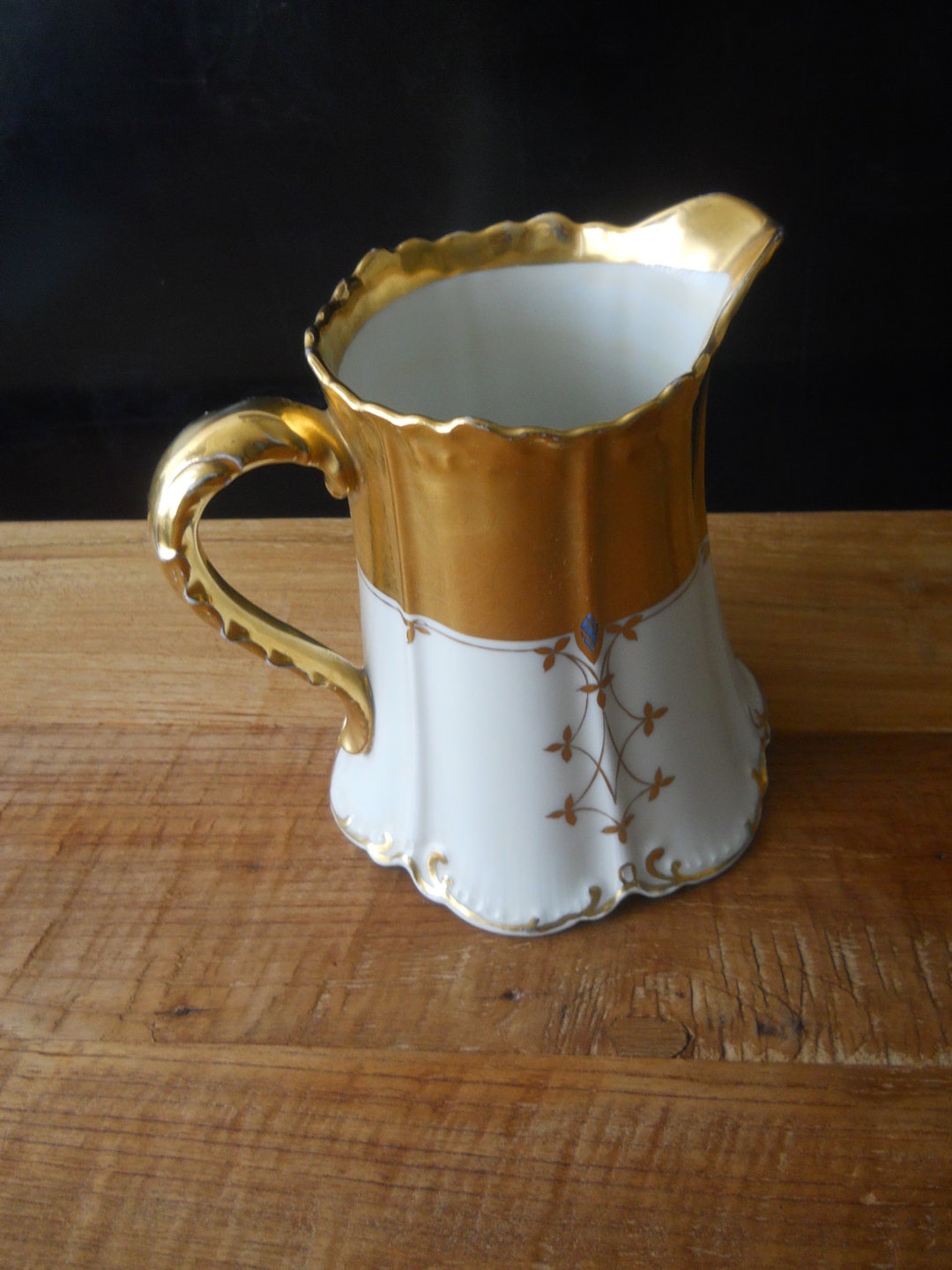 Vintage Ornate Goa Pitcher in Gold and White - Etsy