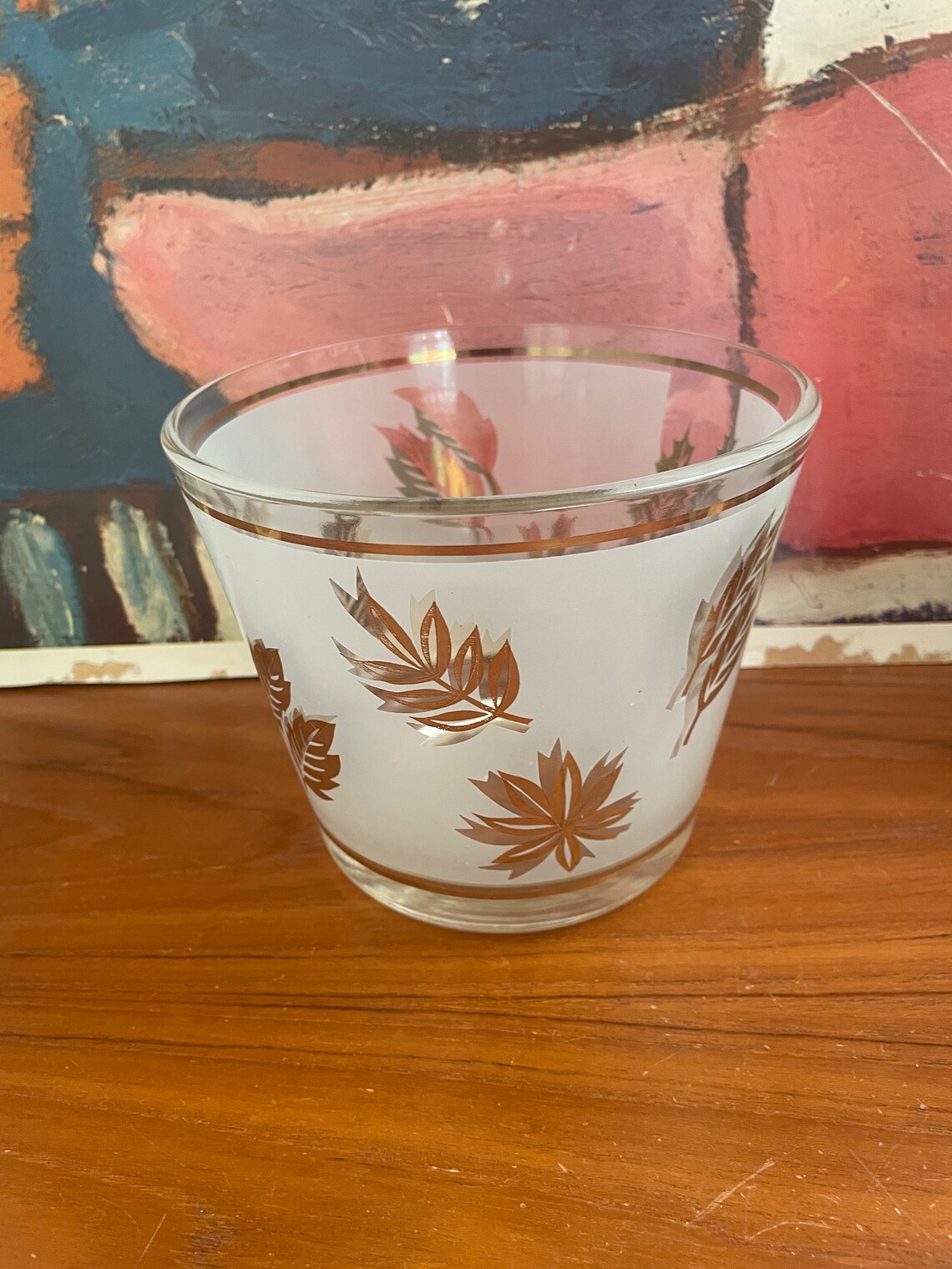 Vintage Starlyte Frosted Ice Bucket With Gold Leaves Pattern - Etsy