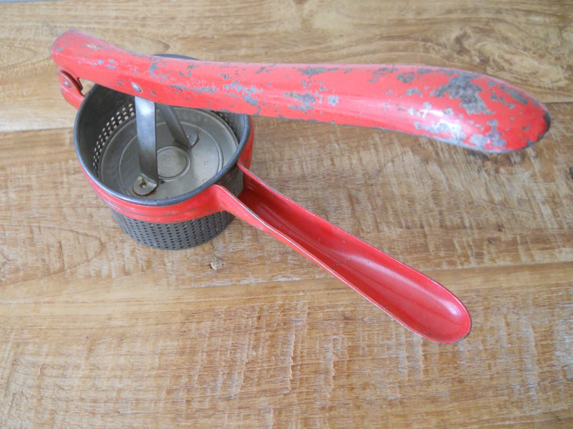 Vintage Red Potato Masher/ricer - Etsy