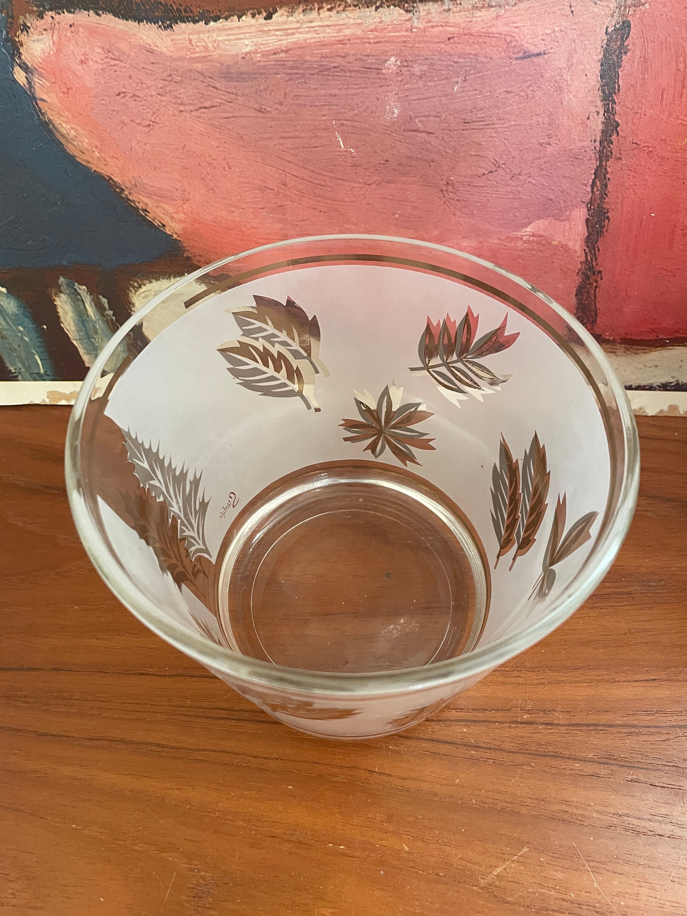 Vintage Starlyte Frosted Ice Bucket With Gold Leaves Pattern - Etsy