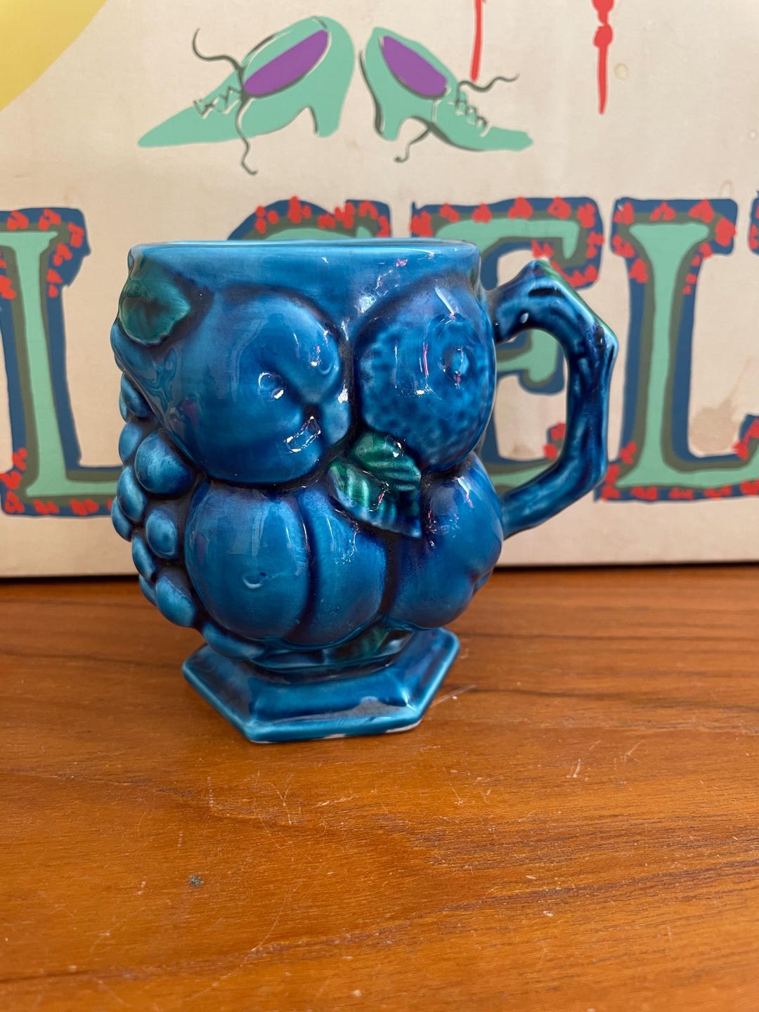 Vintage Inarco Japan Indigo Relief Fruit Mug - Etsy
