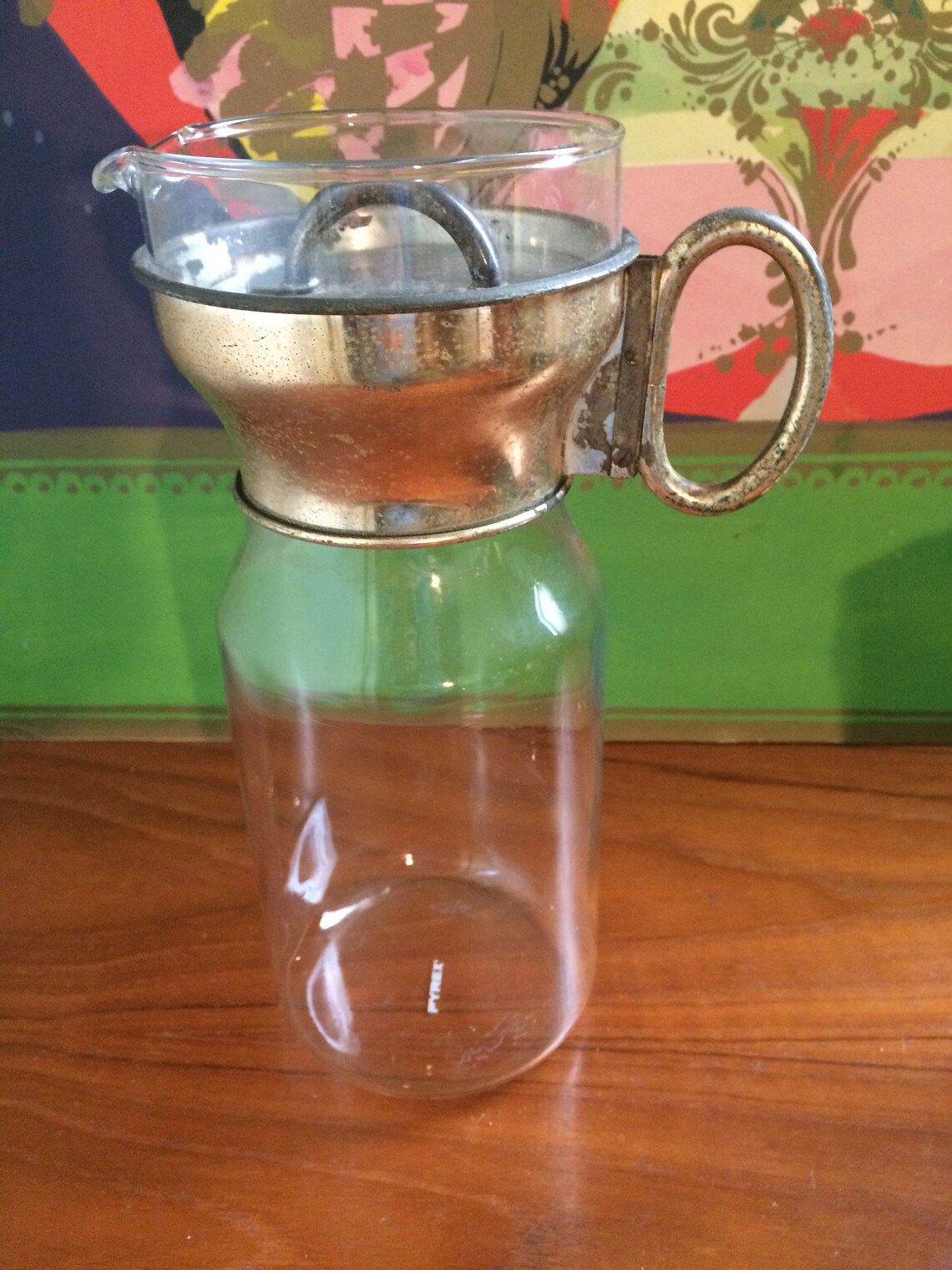 Mid Century Pyrex Carafe With Cork Stopper Mesh Collar and - Etsy