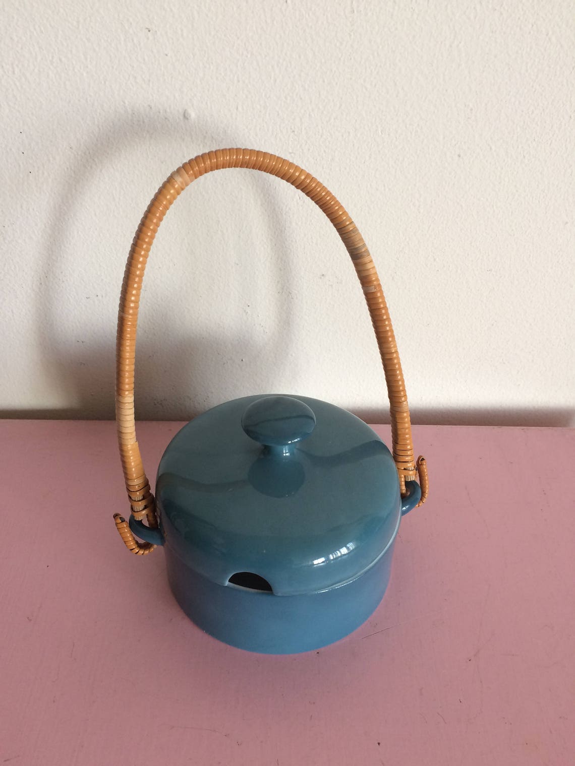 Mid Century Modern Freeman Lederman Blue Rattan Sugar Bowl - Etsy