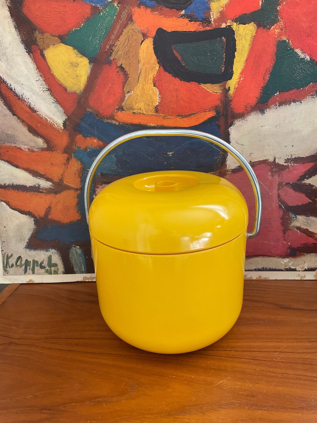 Mid Century Modern Yellow Ice Bucket With Metal Handle - Etsy