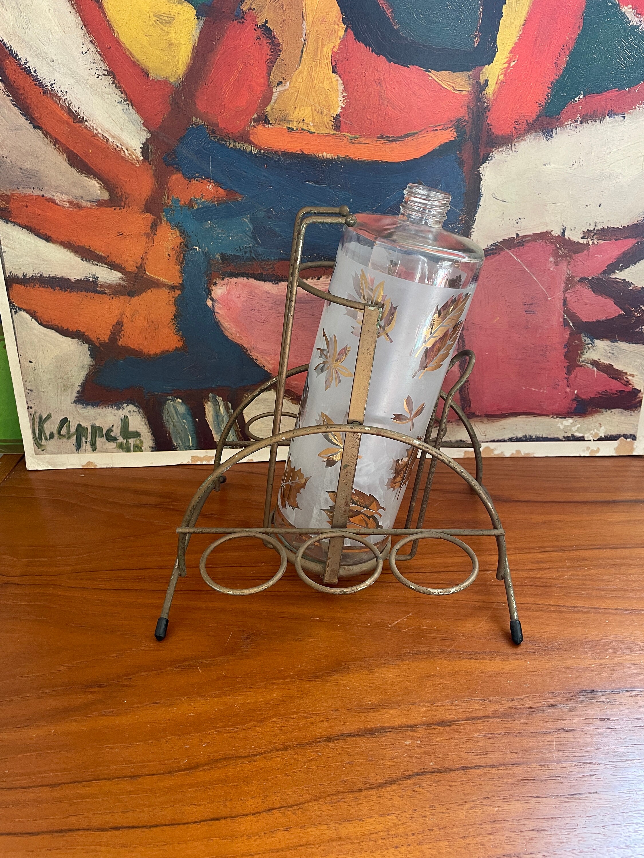 Vintage Starlyte Frosted Ice Bucket With Gold Leaves Pattern - Etsy