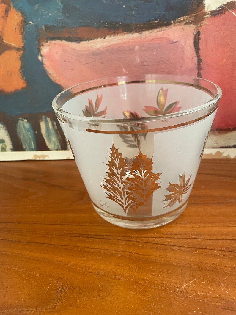 Vintage Starlyte Frosted Ice Bucket With Gold Leaves Pattern - Etsy