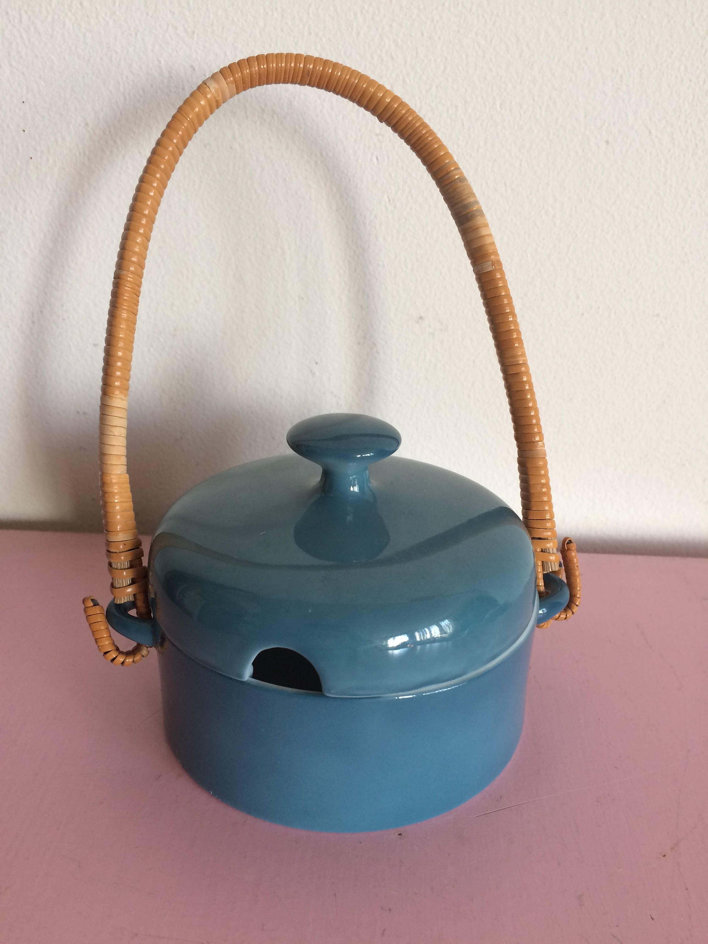 Mid Century Modern Freeman Lederman Blue Rattan Sugar Bowl - Etsy