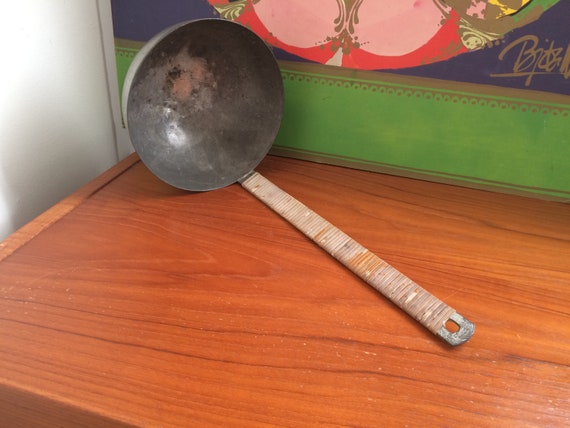 Extra Large Metal Ladle with Raffia Handle | Etsy
