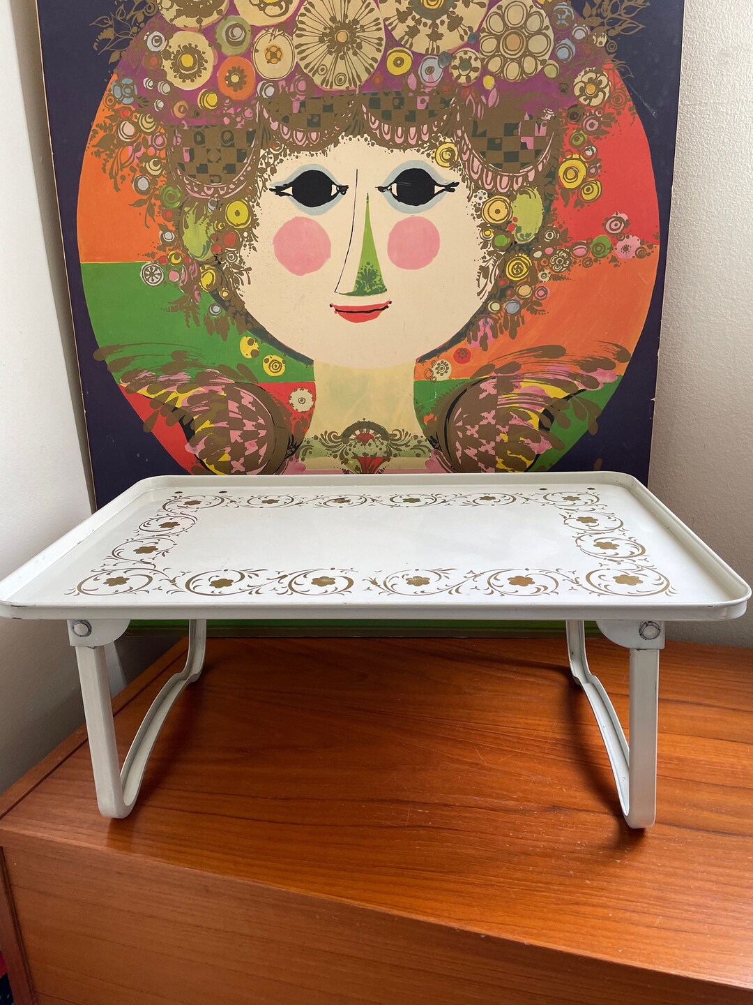 Retro Golden Floral Metal Lap Tray - Etsy