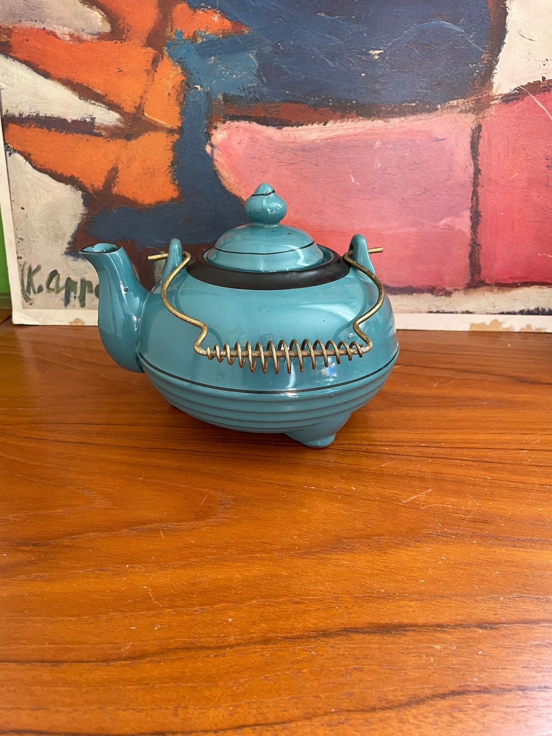 Retro Japan Enesco Teapot With Wire Handle - Etsy