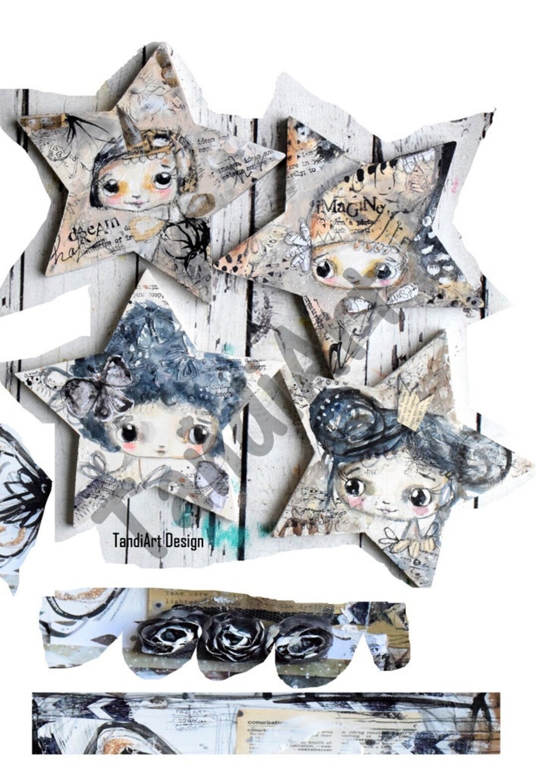 Under the Stars -digital Image, Collage, Home Decor and Papercraft, a ...