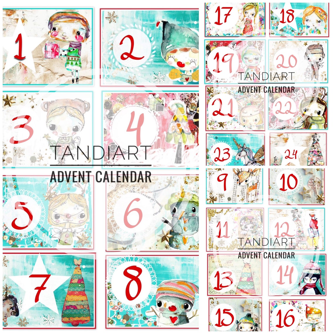 Tandiart Advent Calendar- Bundle of 3 Digital Pages, Advent Calendar ...