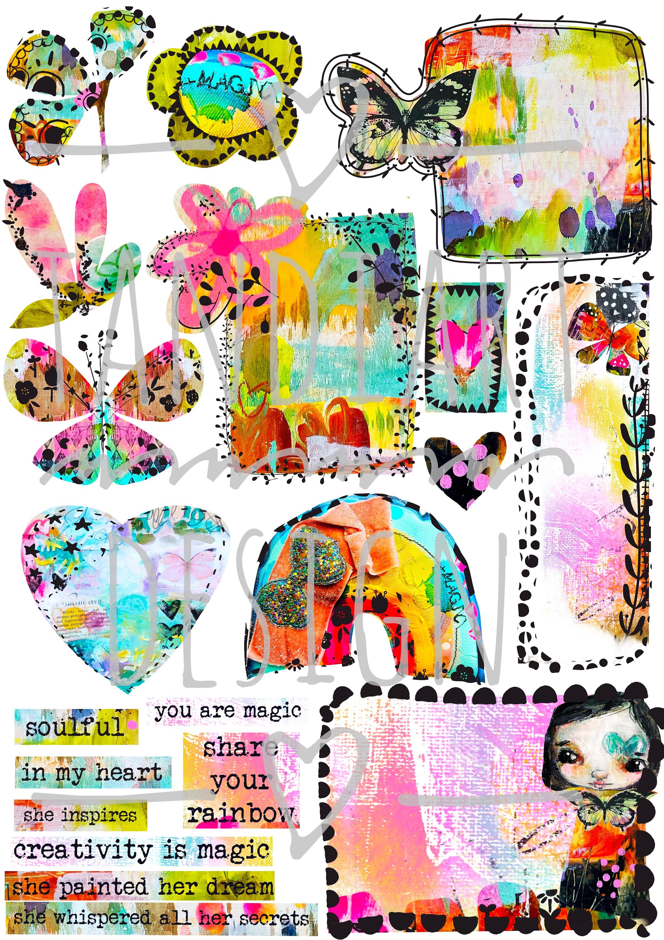 Just Magic - A4 Digital Scrapbook Collage Sheets, Printables, for ...