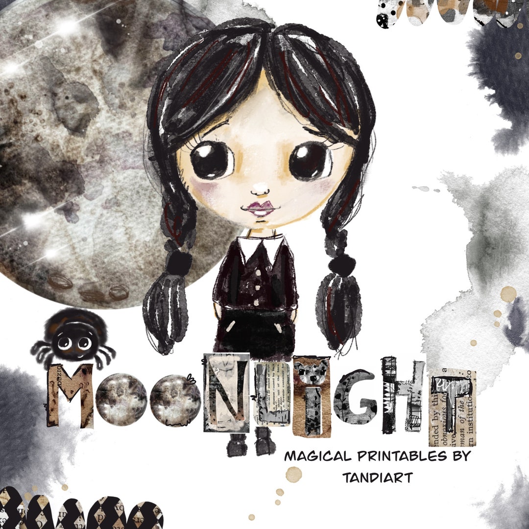 Moonlight - A4 Digital Scrapbook Collage Sheets, Wednesday, Printables ...