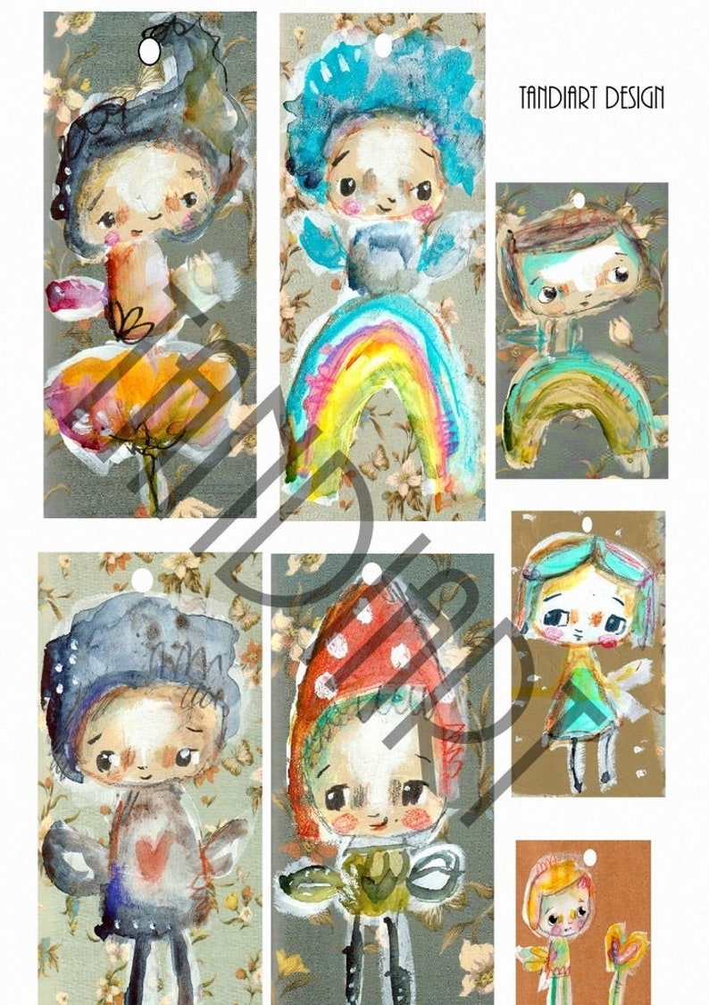 Fairy tags digital image for collage home decor and | Etsy