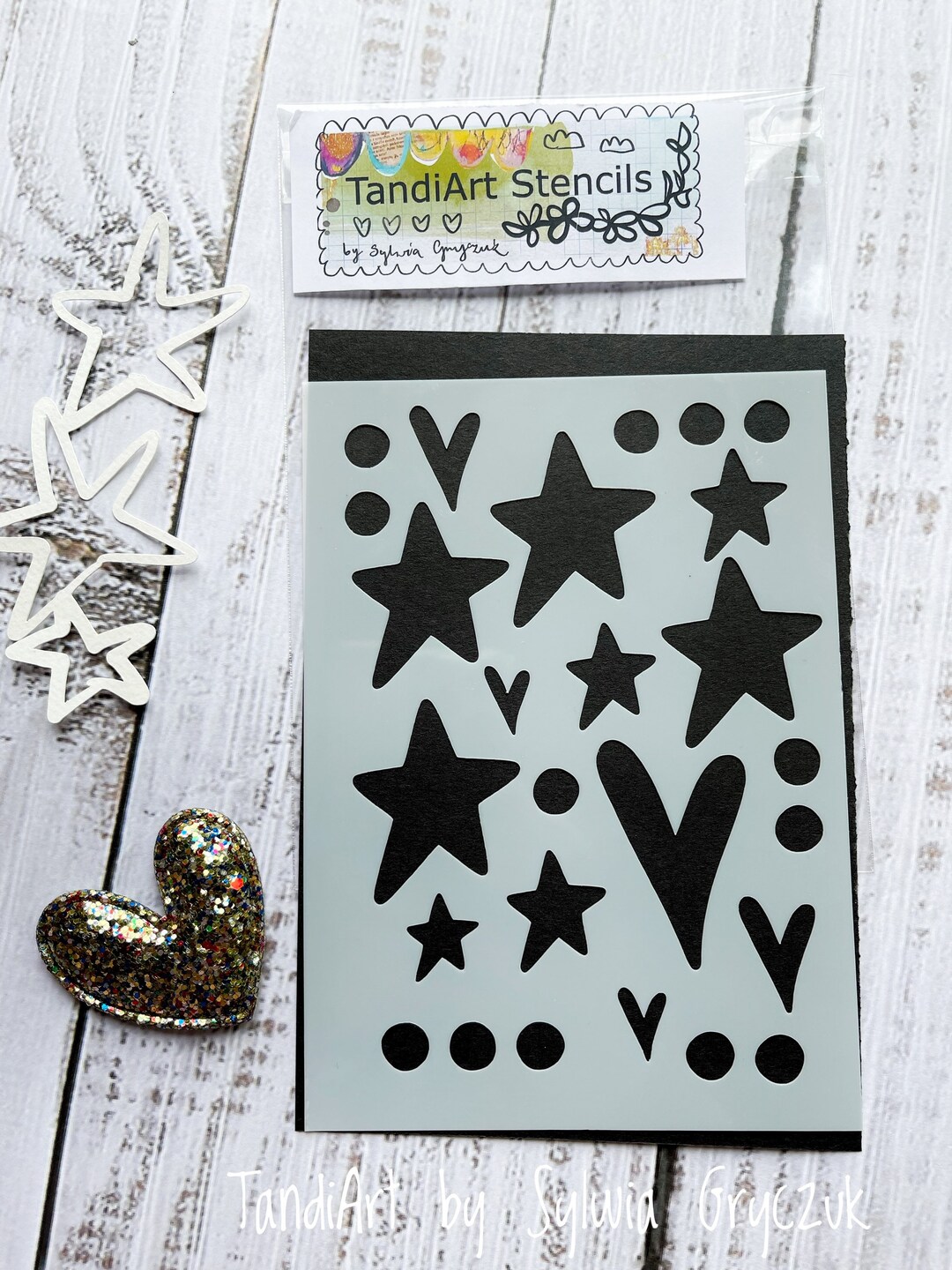 Tandiart Star Stencil- Art Stencil Mixed Media, Art Journal, Heart ...