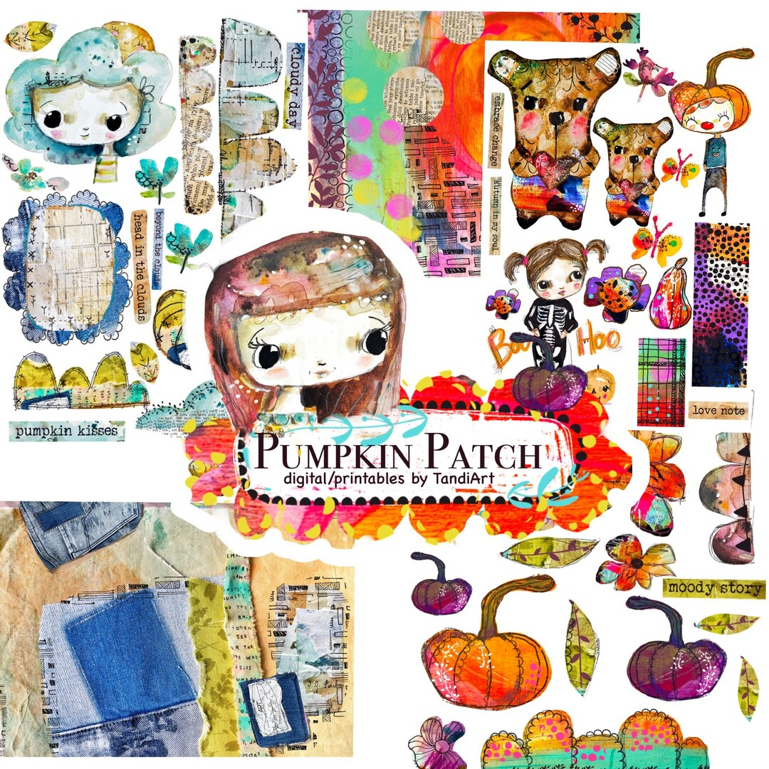 Pumpkin Patch -A4 Digital Scrapbook Collage Sheets, Printables, for ...