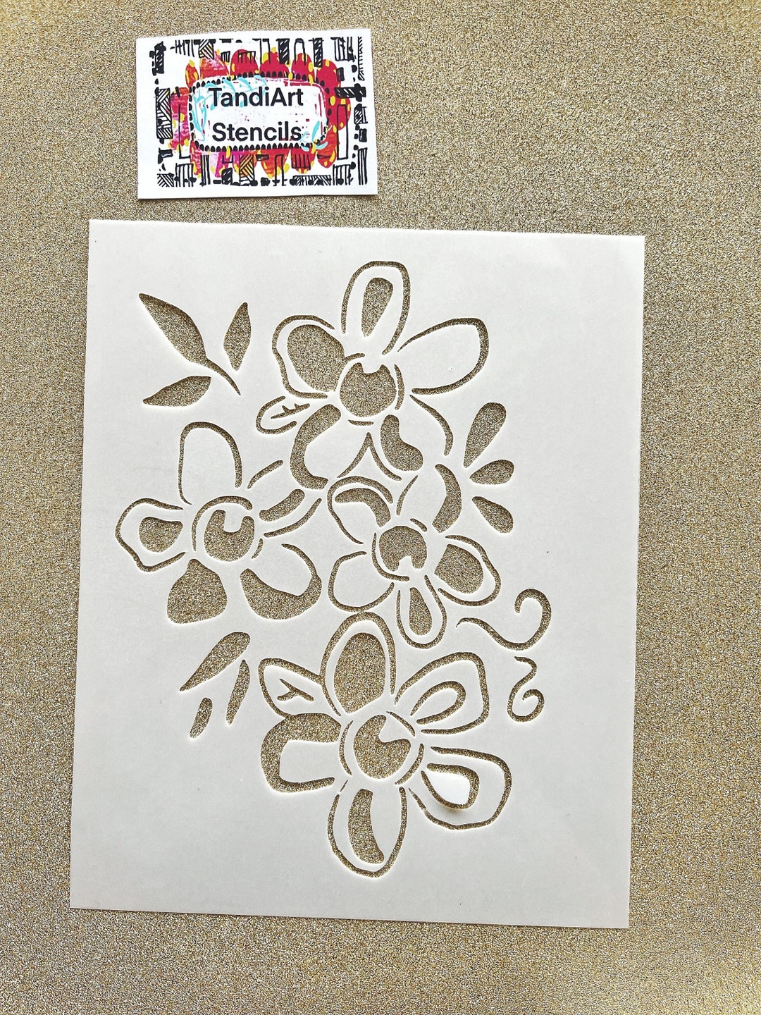 Tandiart Mixed Flowers Stencil- Art Stencil Mixed Media, Art Journal ...