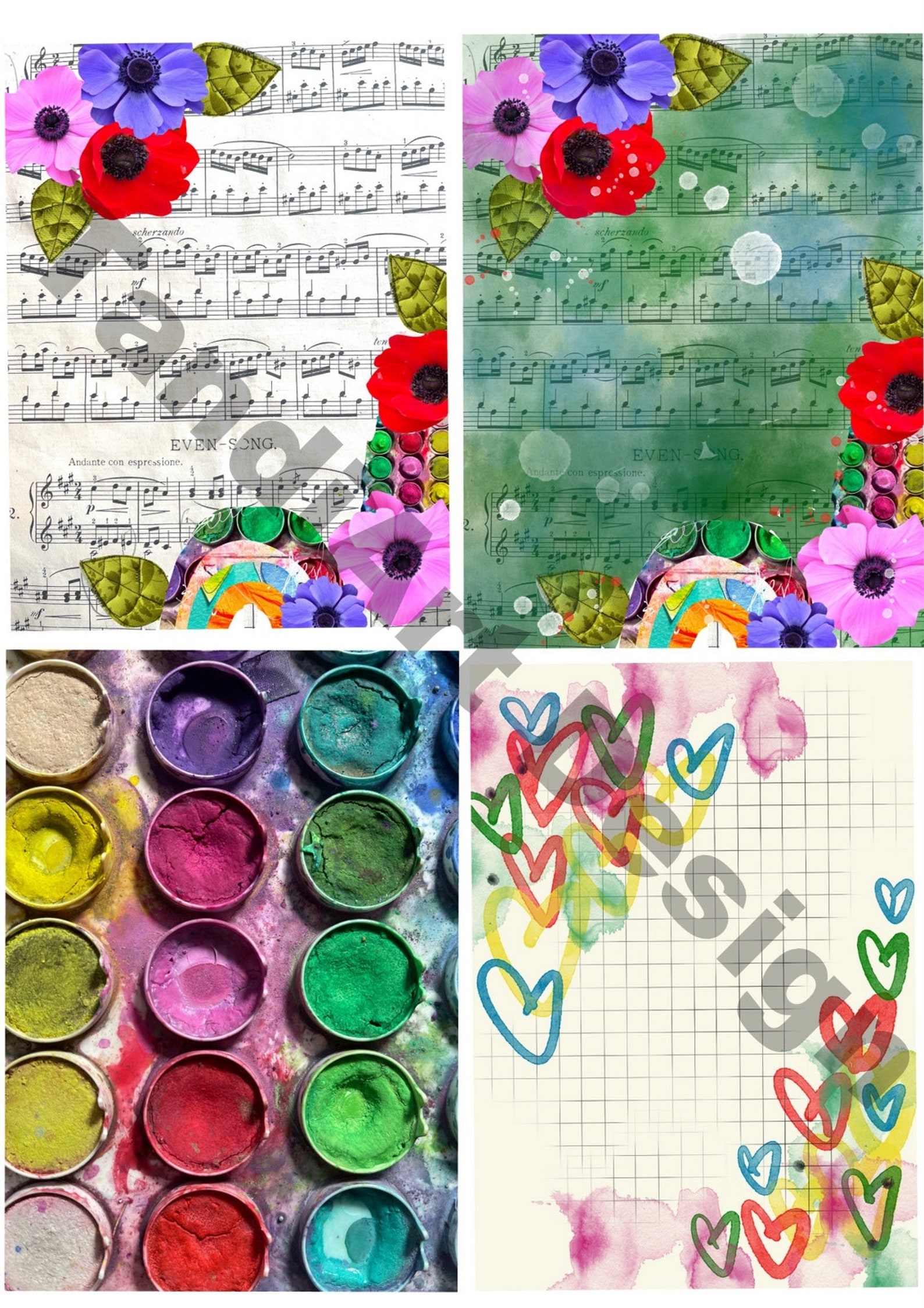 An Inspiration A4 digital scrapbook collage sheets | Etsy