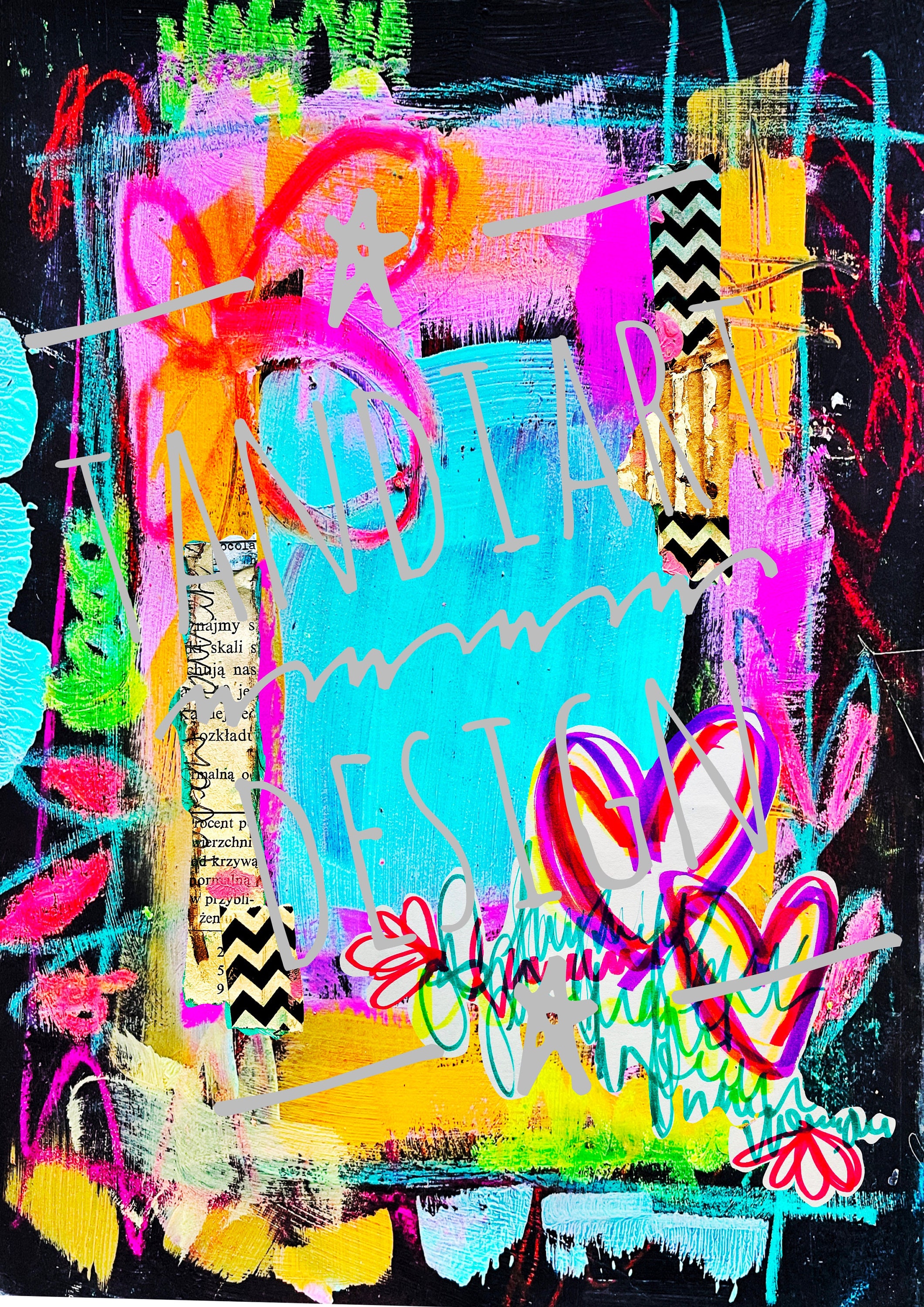 Neon Pop - A4 Digital Scrapbook Collage Sheets, Printables, for ...