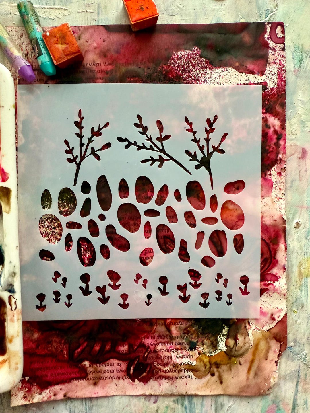 Tandiart Pebbles Stencil - Art Stencil Mixed Media, Art Journal, Heart ...