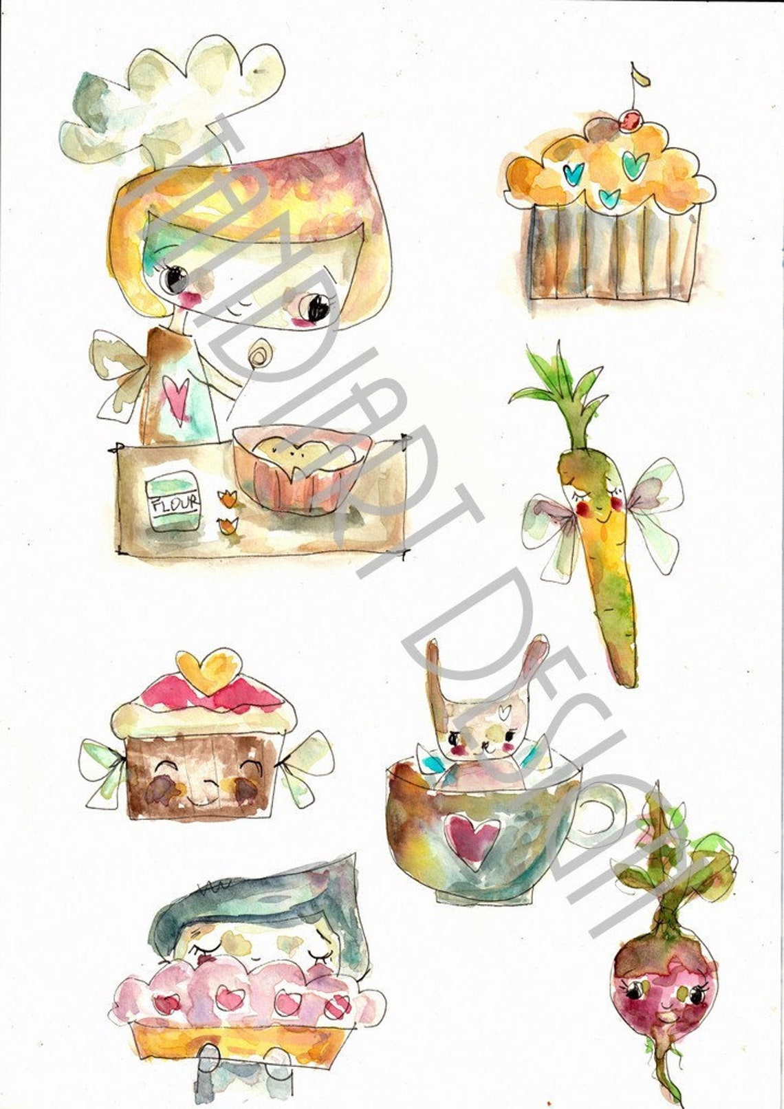 Cooking Time Set of Digital Images for Papercraft a | Etsy