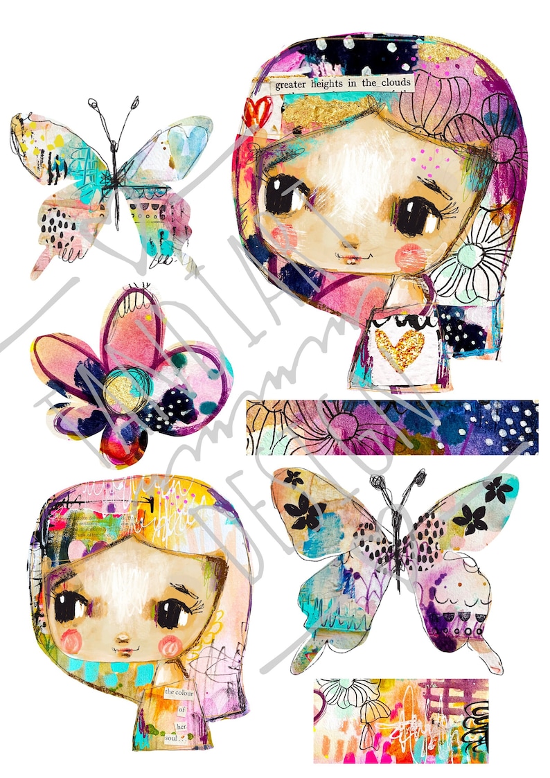 Whimsical Friends 3 Digital Image for Collage Jpg Png - Etsy