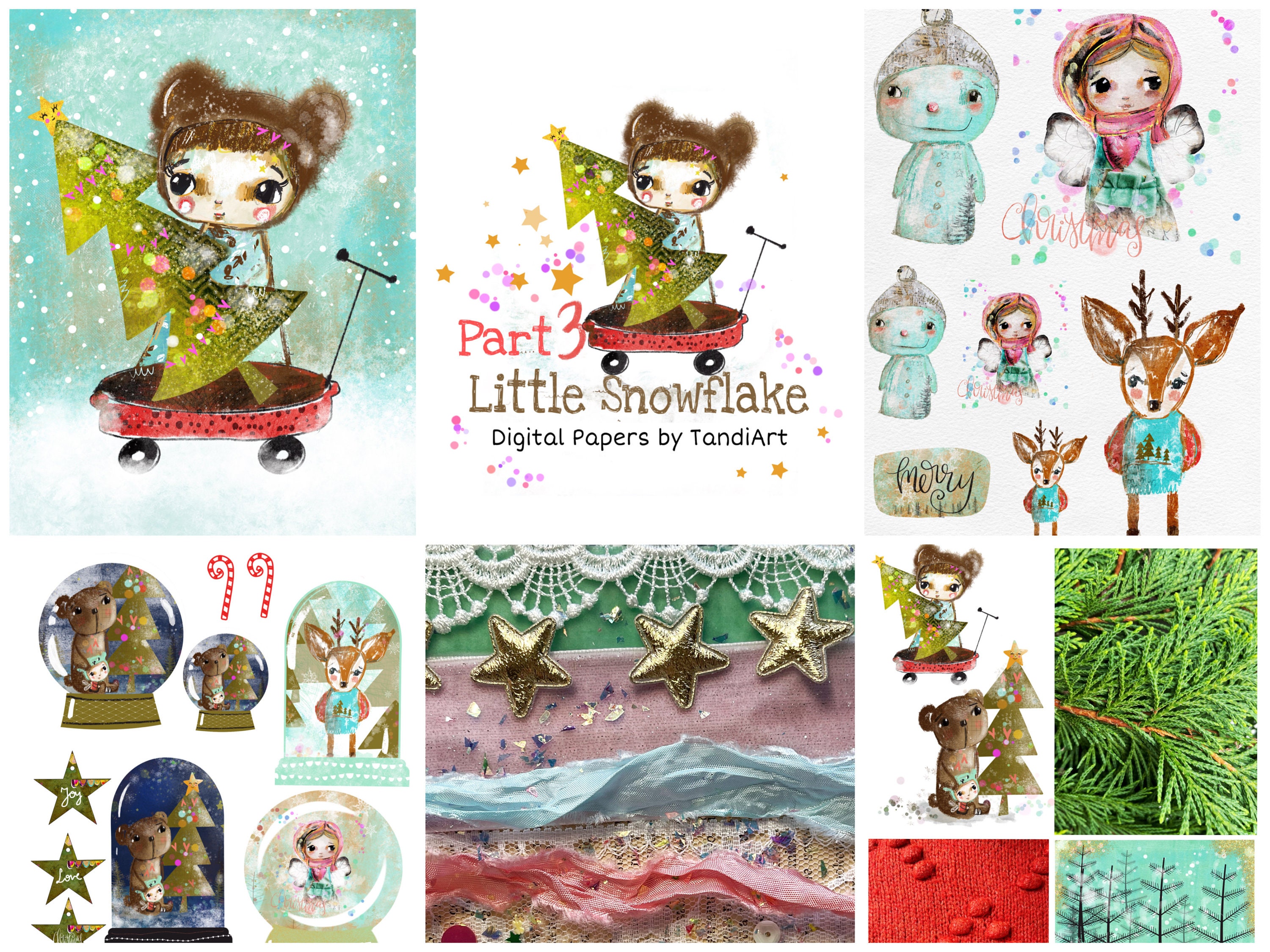 Little Snowflake Part 3-A4 Digital Scrapbook Collage Sheets, Printables, for Downloading ...