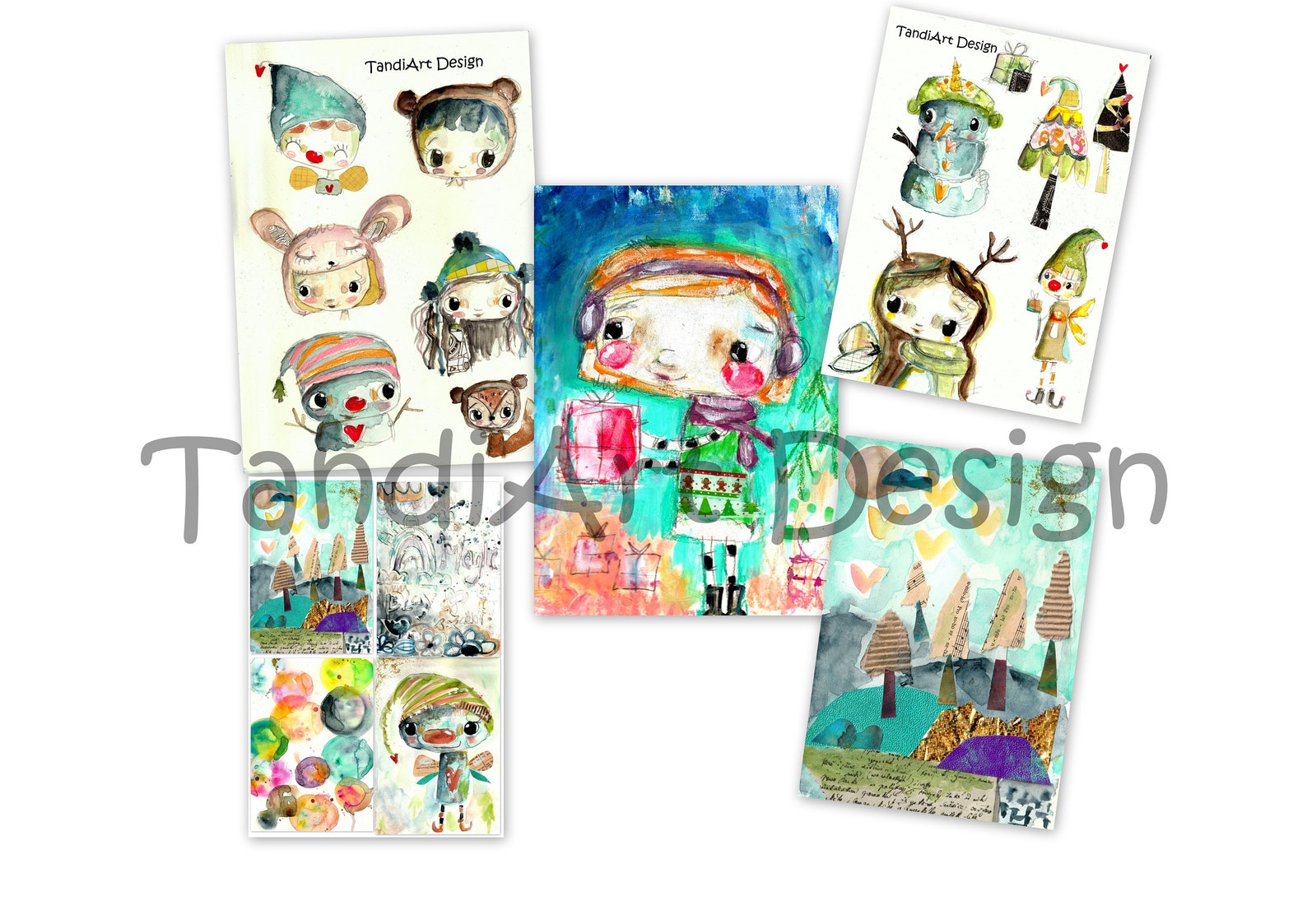 Winter Wishes Digital Bundle of 5 Sheets Digital Image for | Etsy