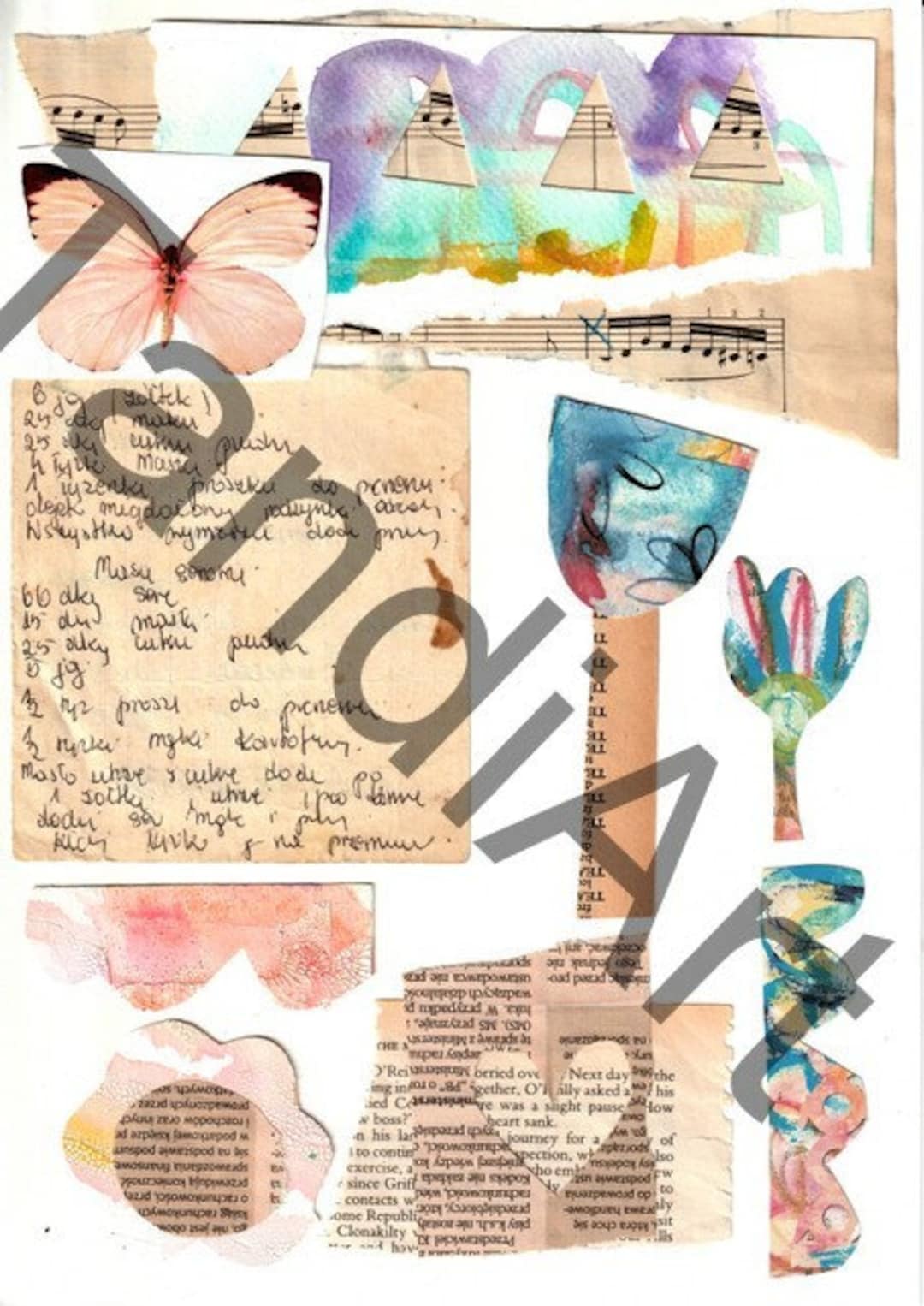 Mixed Media Elements- Digital Image for Collage, Papercraft, a ...