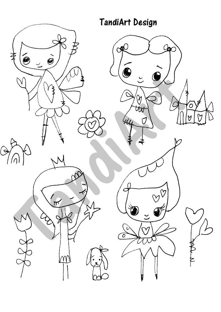 Fairy Stamp 3- Digital Stamp for Papercraft, Scrapbooking, Art ...