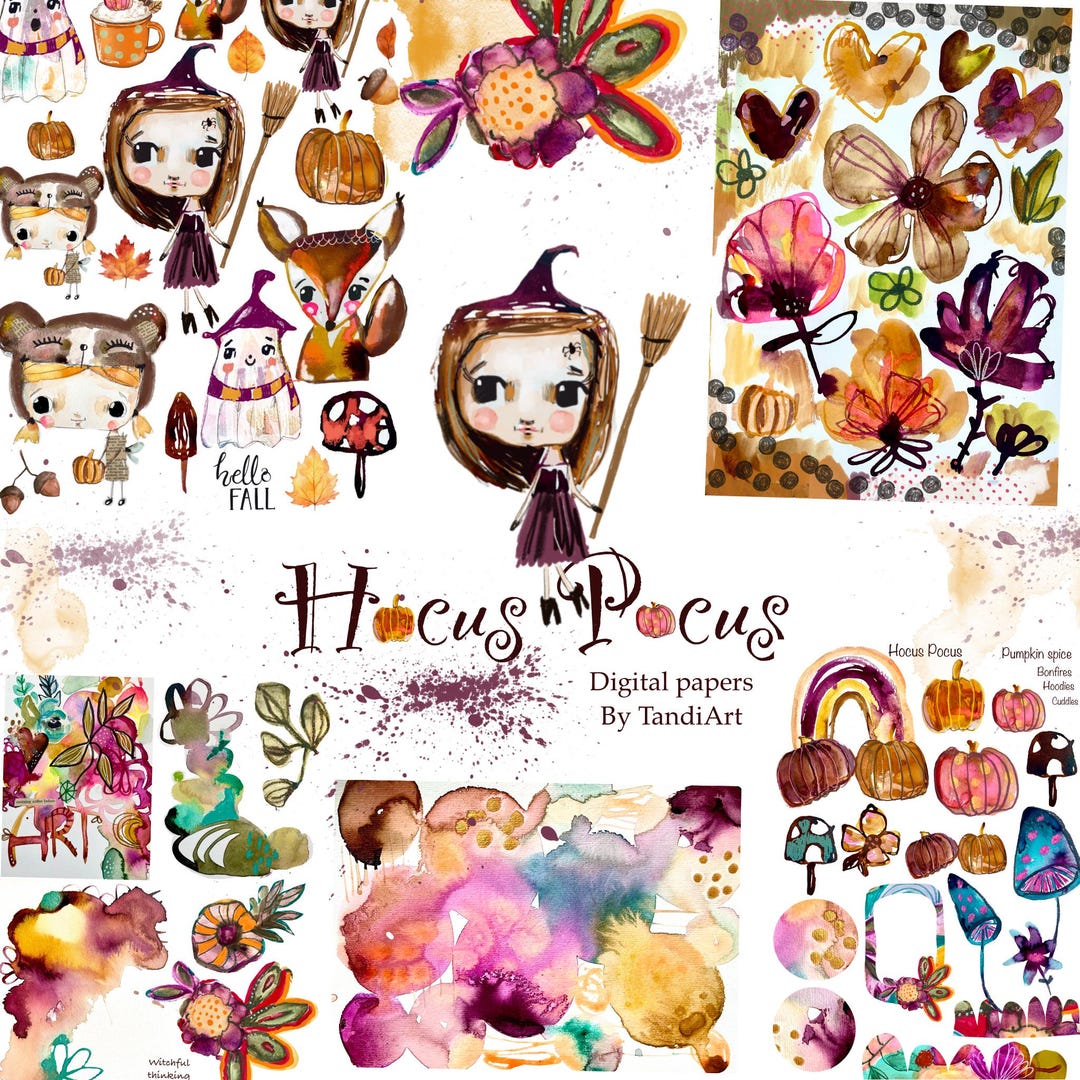 Hocus Pocus- A4 Digital Scrapbook Collage Sheets, Printables, for ...