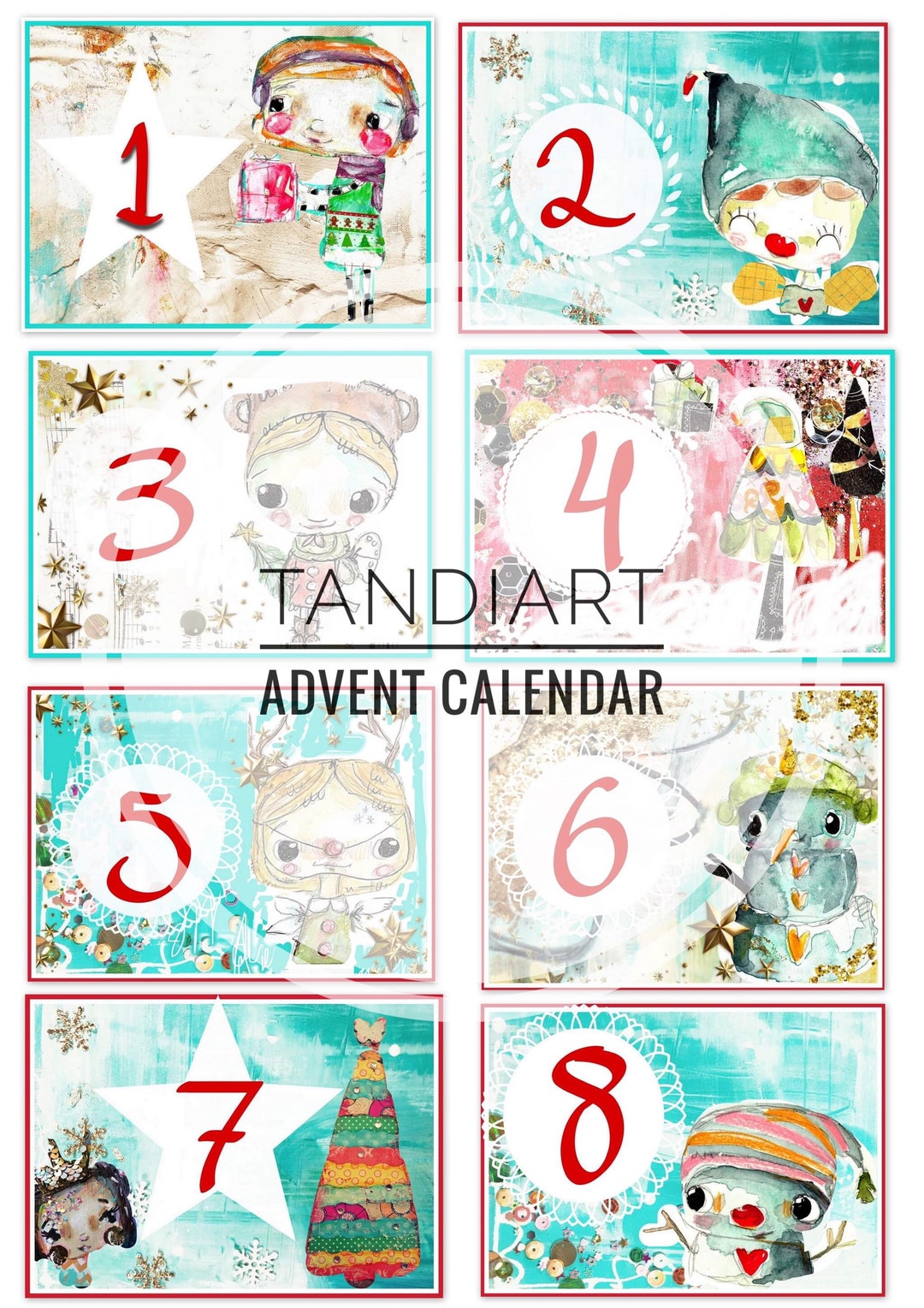 Tandiart Advent Calendar- Bundle of 3 Digital Pages, Advent Calendar ...