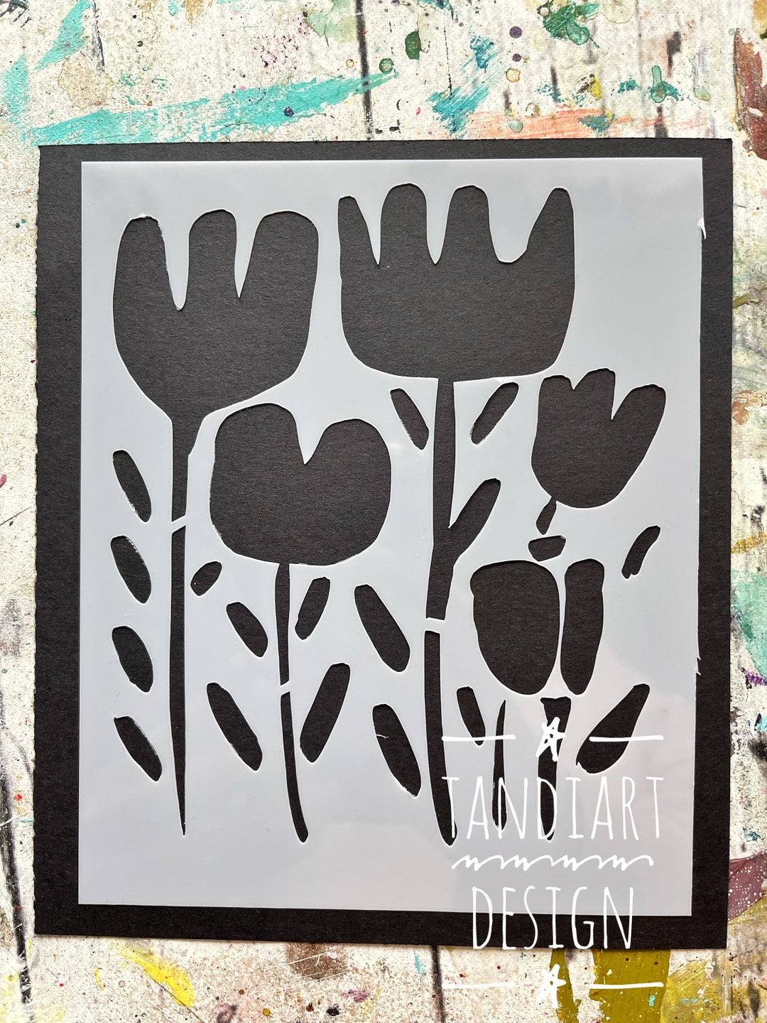 Tandiart Floral 2 Stencil- Art Stencil Mixed Media, Art Journal, Heart ...