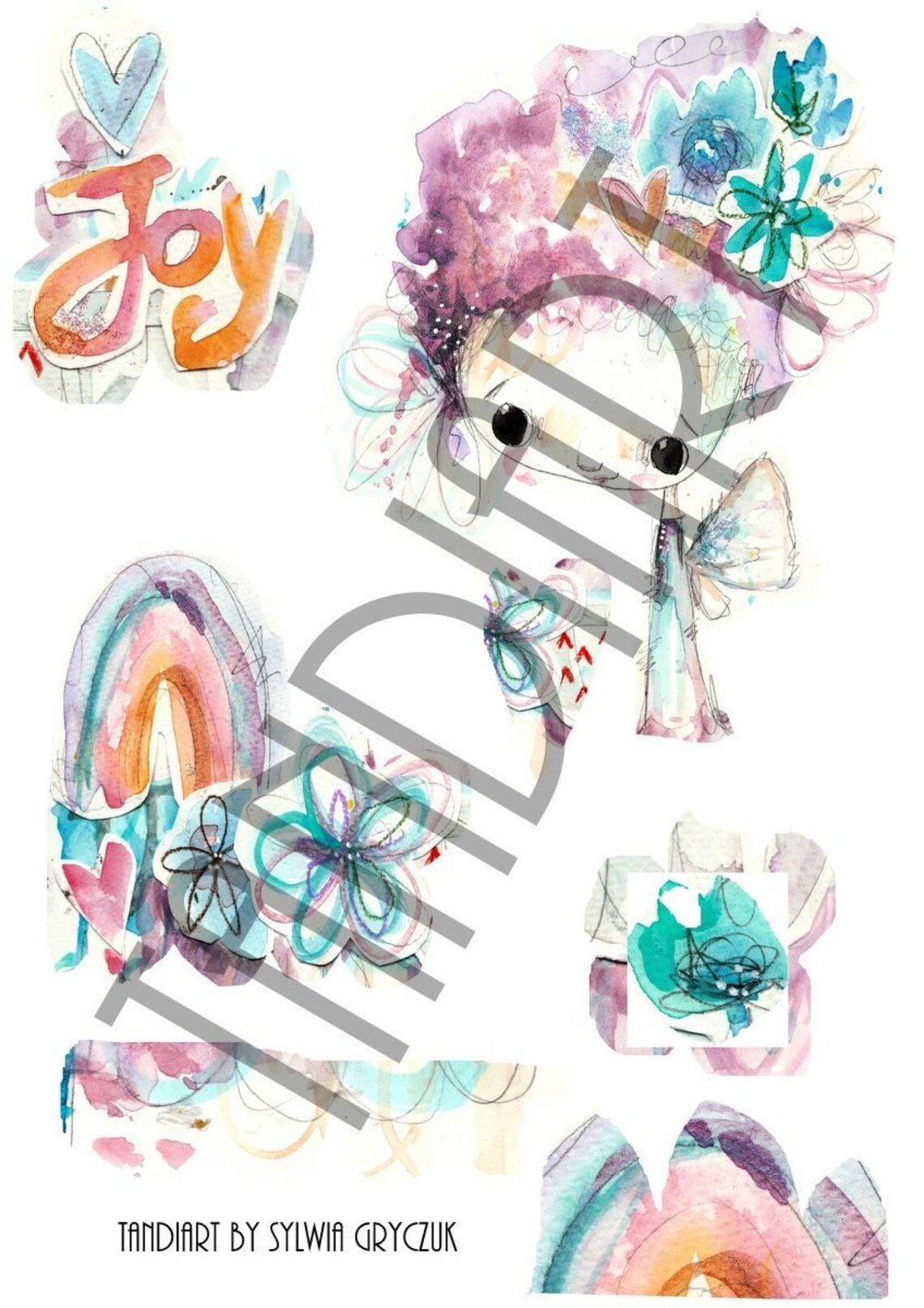 Rainbow Girl digital Stamp for Papercraft Scrapbooking Art | Etsy