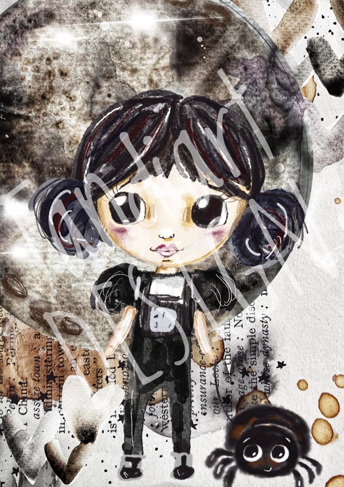 Moonlight Wednesday Digital Image for Papercraft a - Etsy