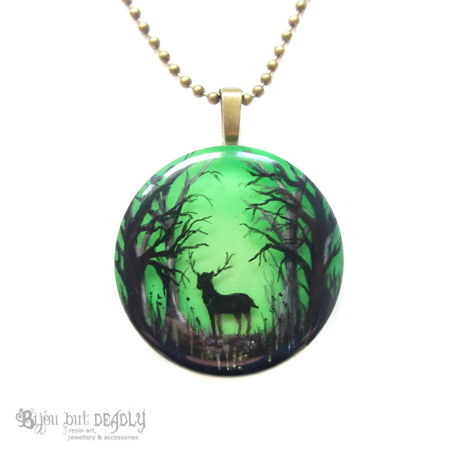 Stag in Enchanted Forest Pendant Stag Necklace Deer - Etsy