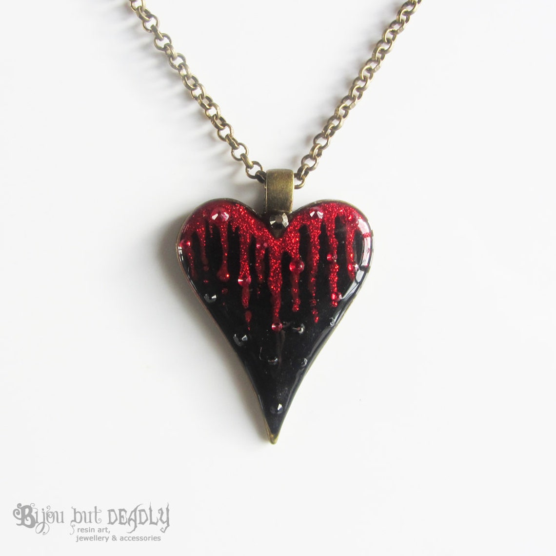 Bleeding Heart Glitter and Crystal Pendant~~ Original Gothic Jewellery ...